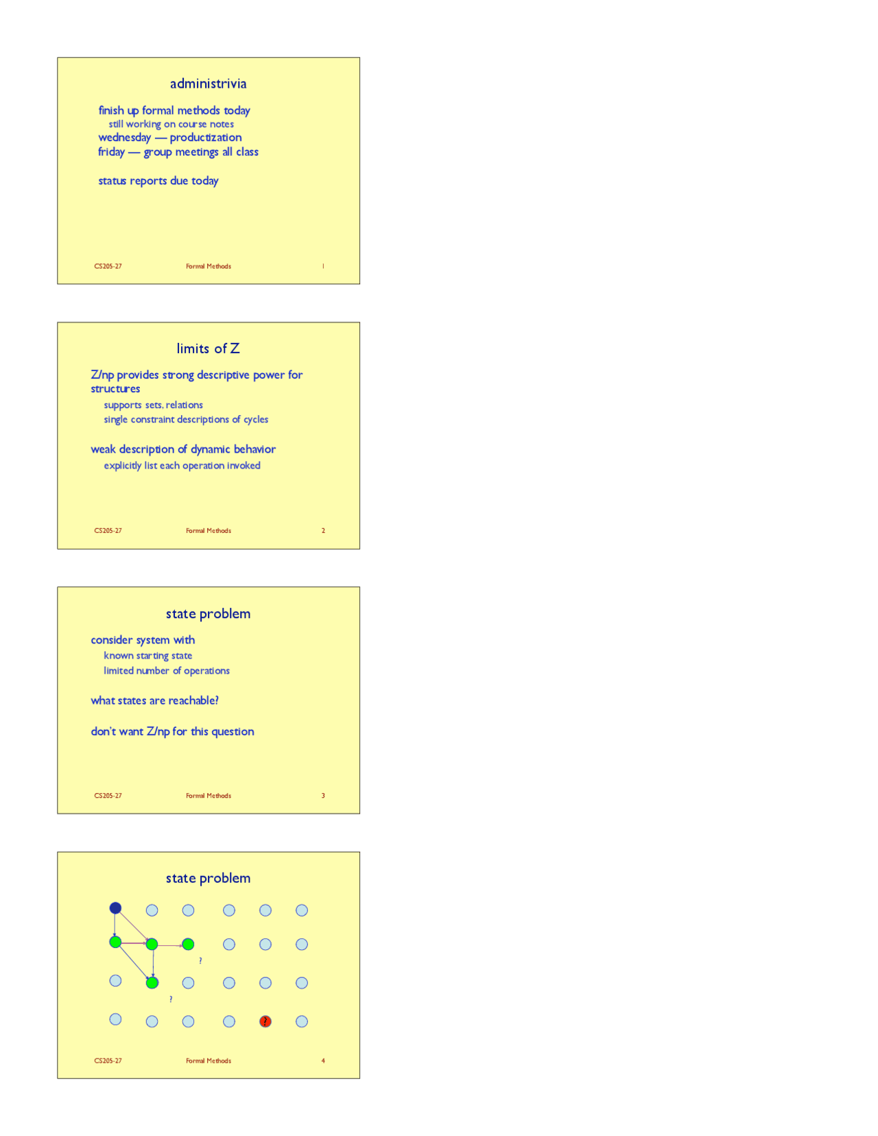 Formal Methods Lecture Slides Cs 205 Docsity