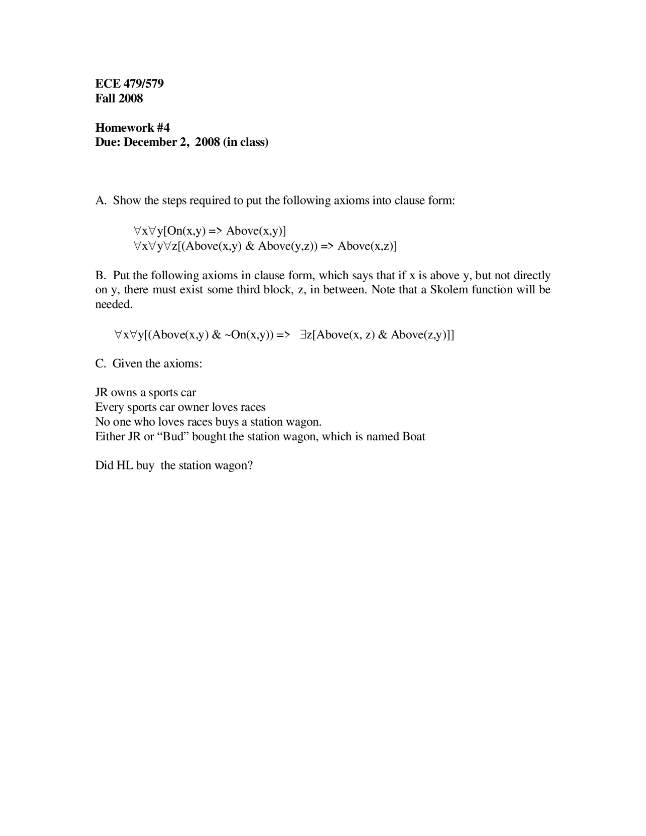 Homework Assignment 4 Principles Of Artificial Intelligence Ece 479