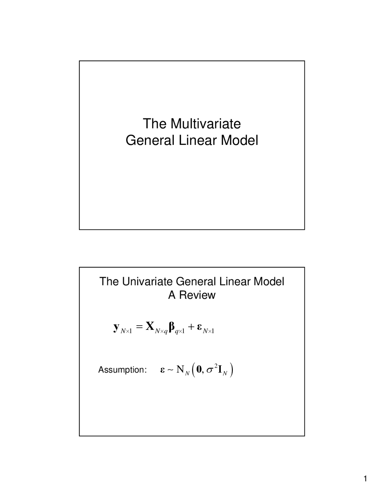 The Multivariate General Linear Model For Exam Lecture Notes Stat
