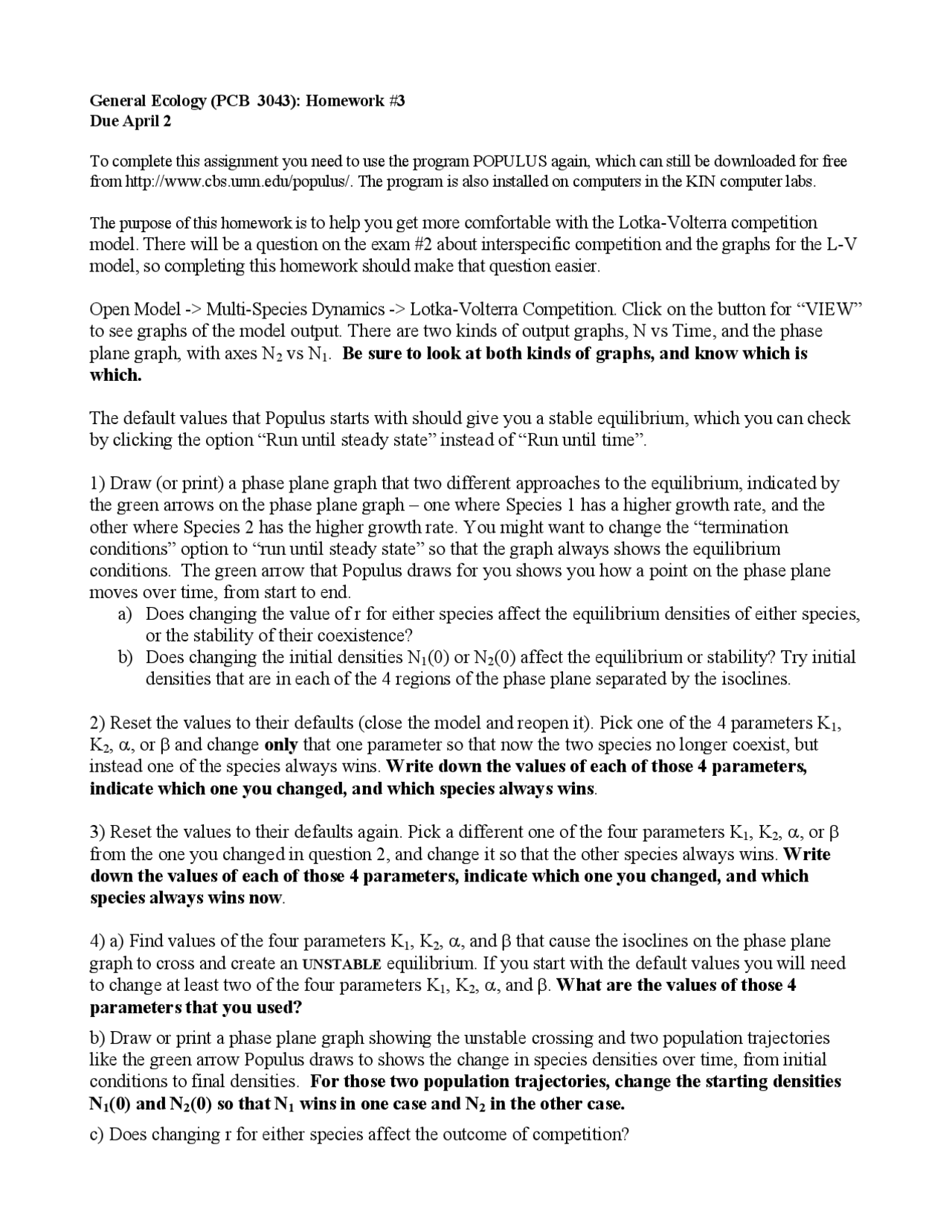 General Ecology Assignment 3 Pcb 3043 Docsity