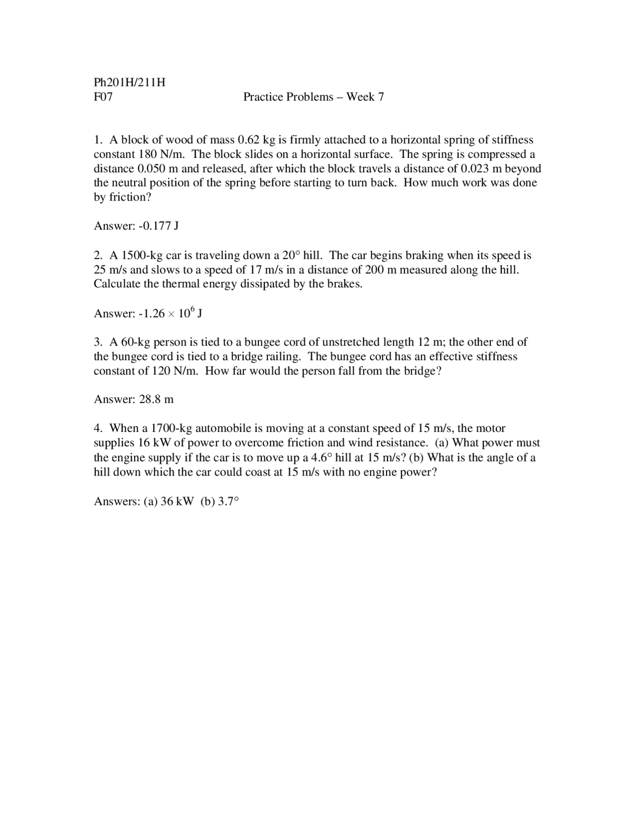 Practice Problems Questions with Answer - General Physics | PH 201 ...