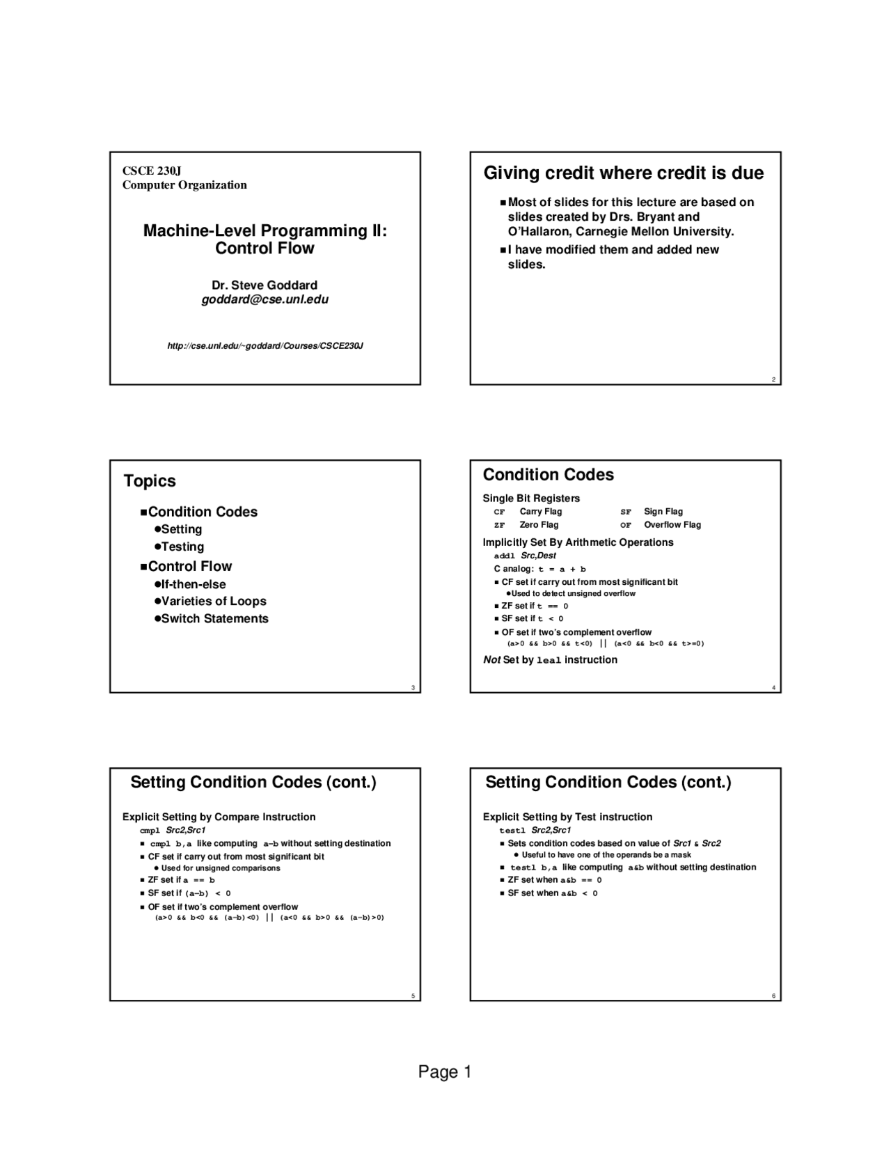 Machine Level Programming V Control Flow Csce 230 Docsity
