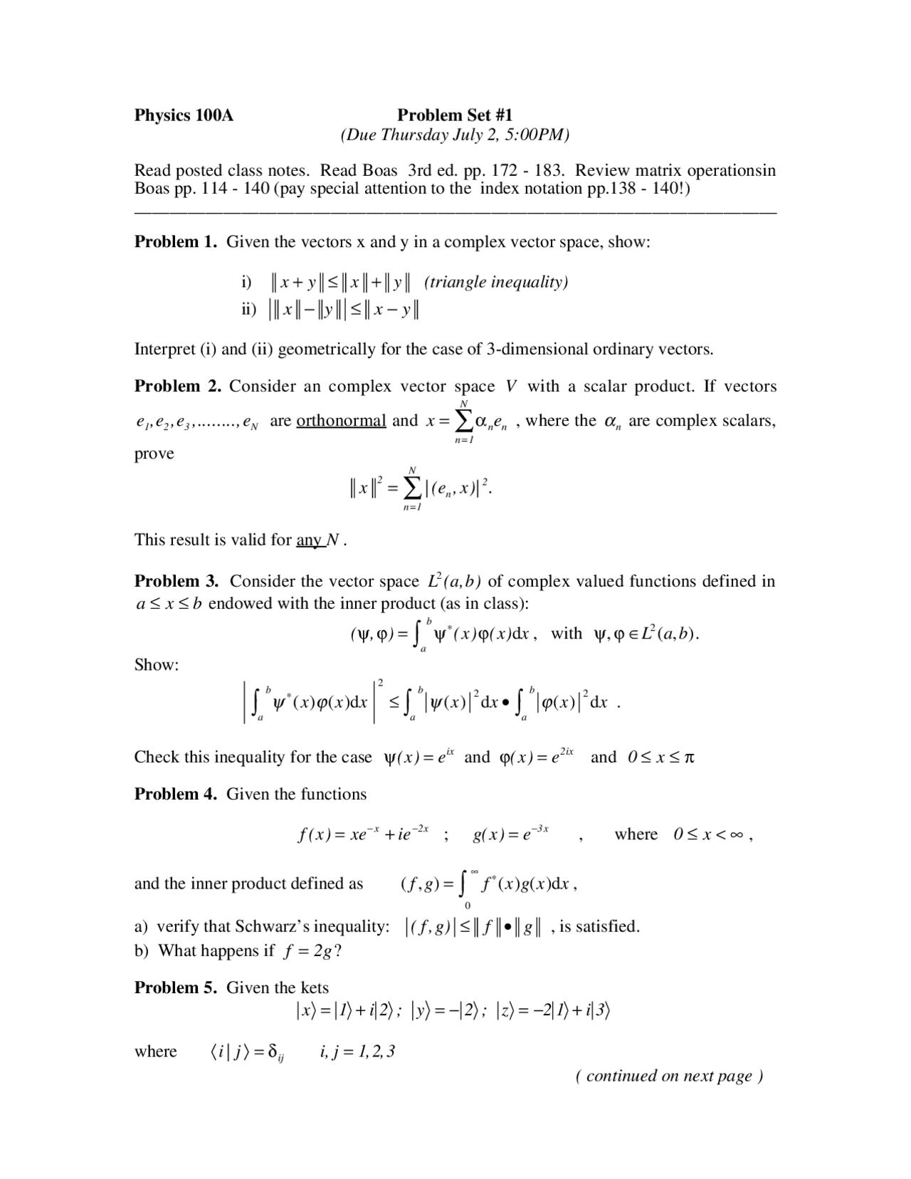 Problem Set 1 For Introduction To Physics Geol 100 Docsity