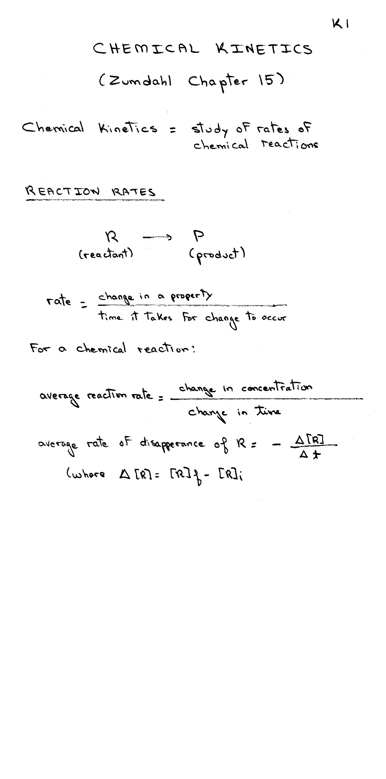 Chemical Kinetics General Chemistry Lecture Handout Chem 2b Docsity