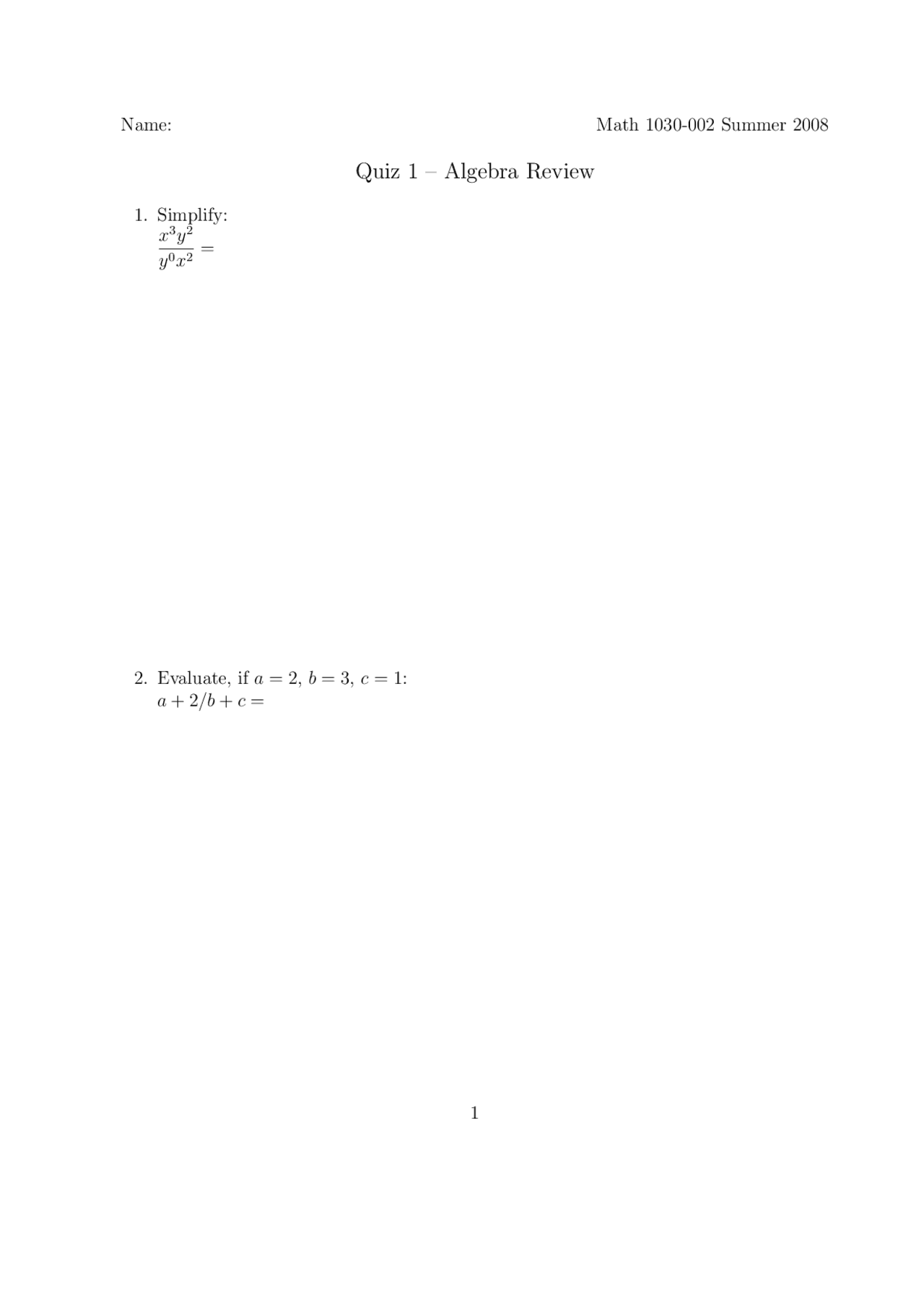 Quiz 1 For Introduction To Quantum Reasoning Math 1030 Docsity