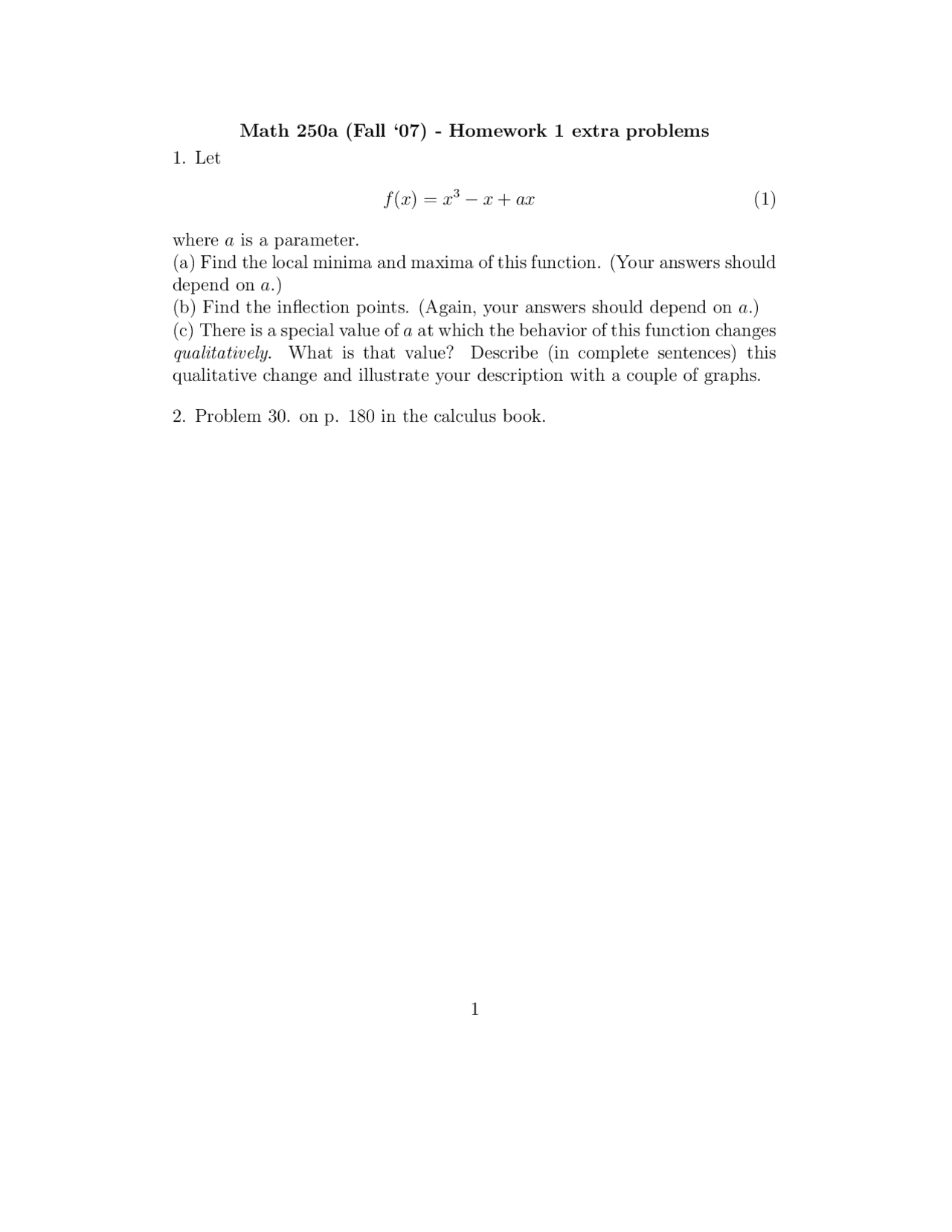 Calculus And Differential Equations I Assignment 1 Problems Math