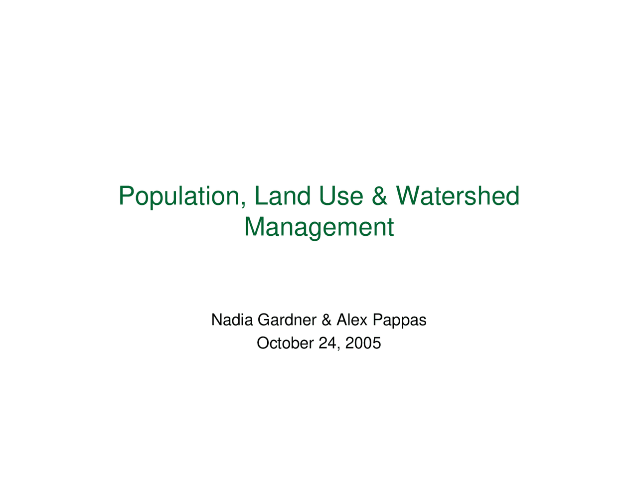 Population Land Use And Watershed Management Esm 224 Docsity