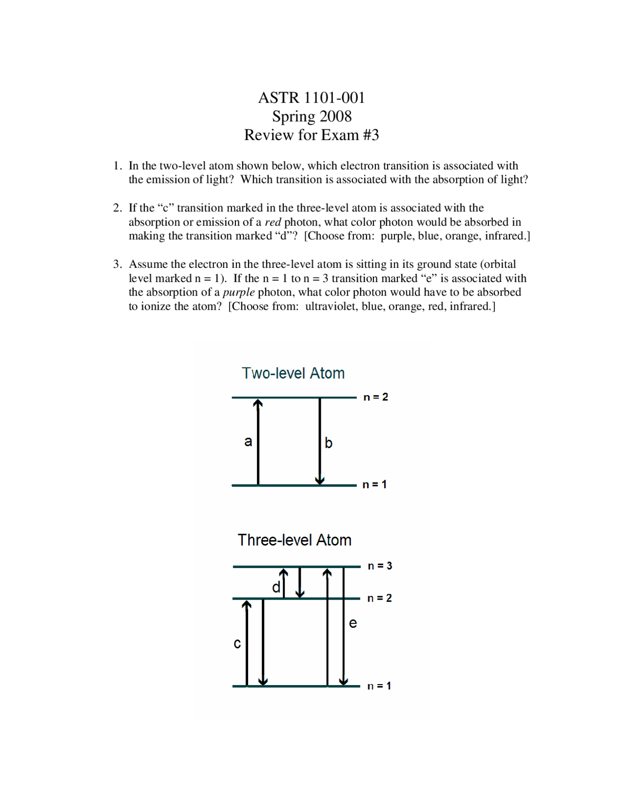 Exam 3 Review The Solar System Astr 1101 Docsity