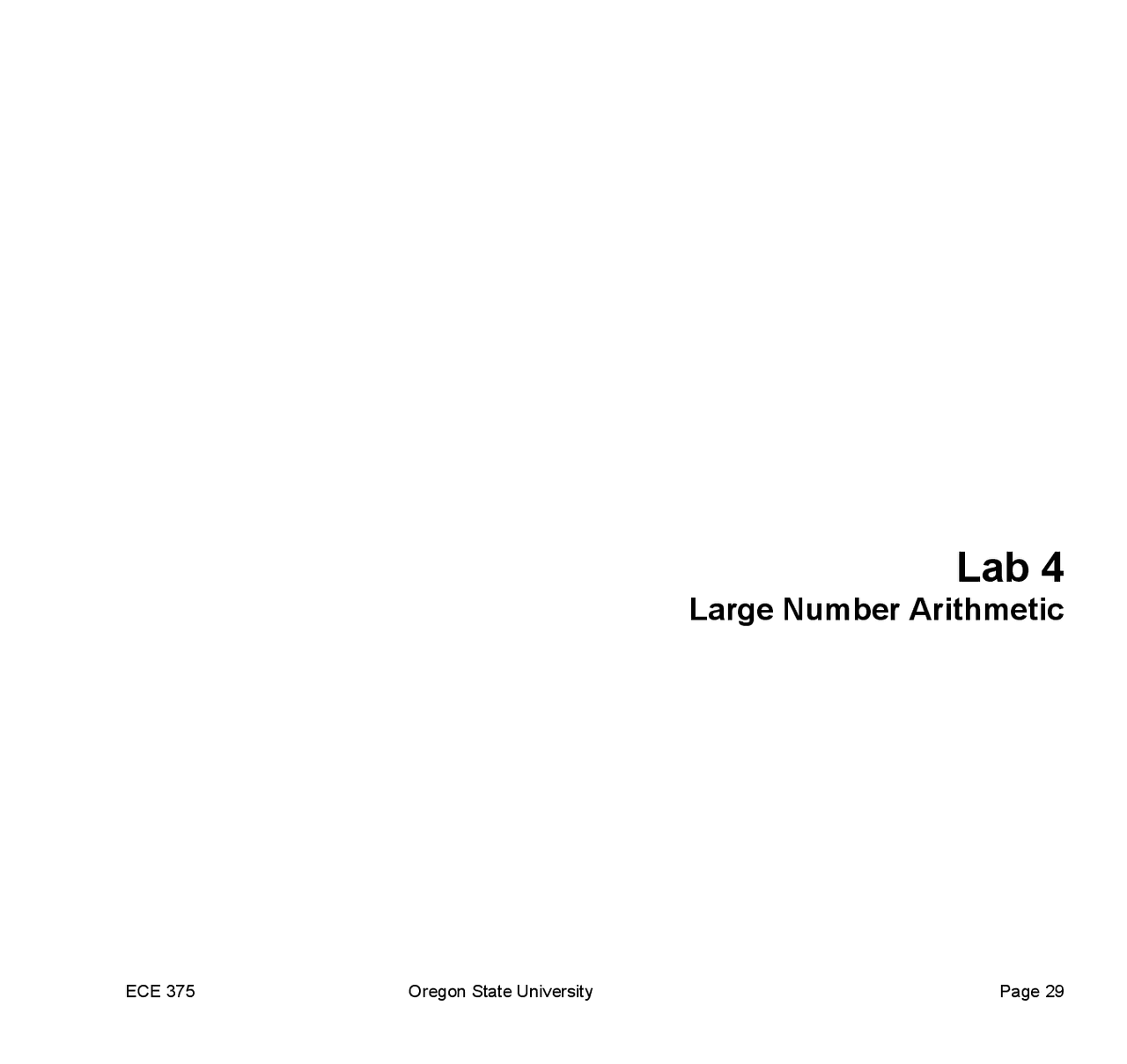 Large Number Arithmetic Laboratory 4 Ece 375 Docsity