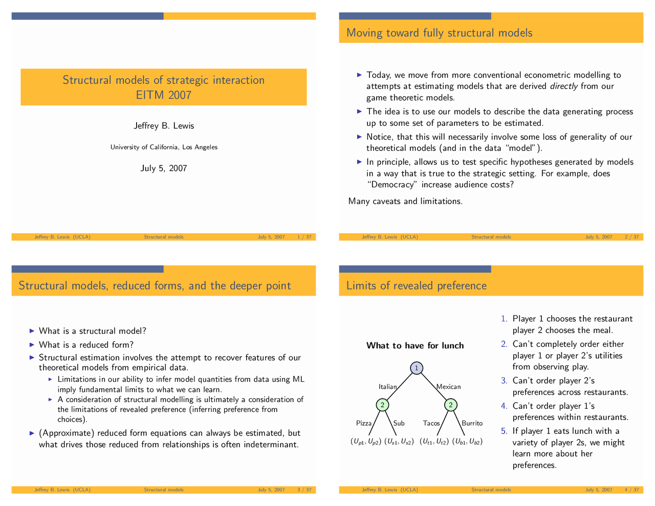 Structural Models Of Strategic Interaction Lecture Slides Italian 2 Docsity