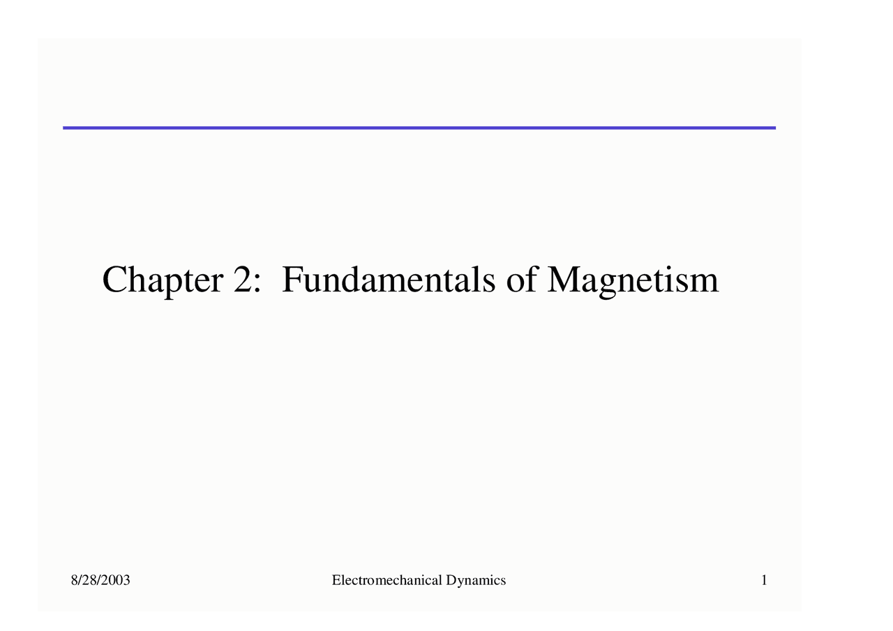 Fundamentals of Magnetism - Lecture Slides | EEL 4220 - Docsity