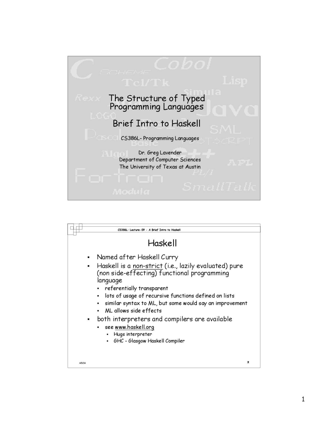 A Brief Introduction to Haskell: Functions, Lazy Evaluation, and Folds ...