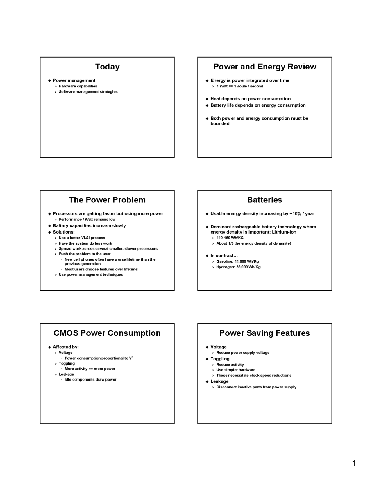 Power Management Lecture Slides Cs 5785 Docsity