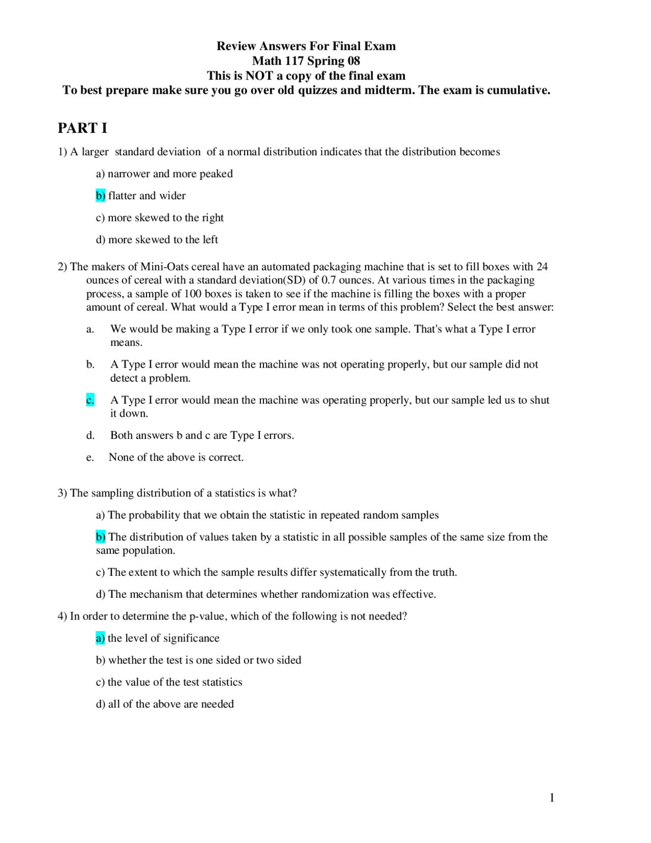 32 Questions on Methods of Analysis -Exam | MATH 117 - Docsity