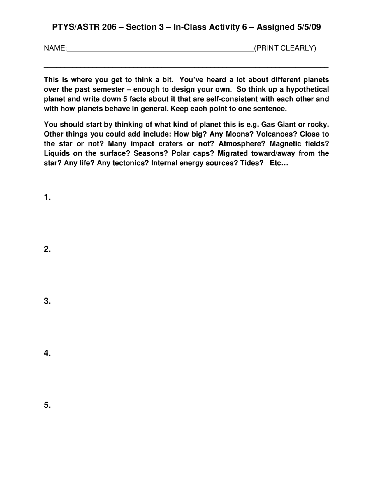 Our Golden Age Of Planetary Exploration Assignment 6 Problems Astr