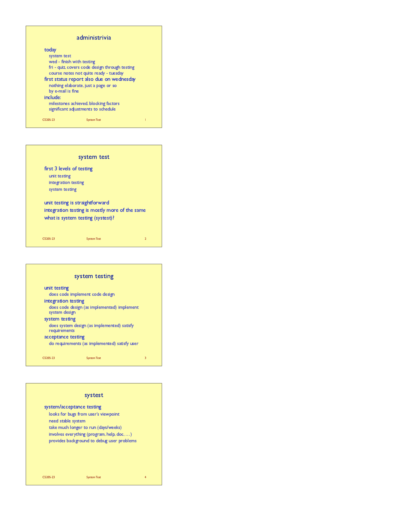 First 3 Level Of Testing Lecture Slides Cs 205 Docsity