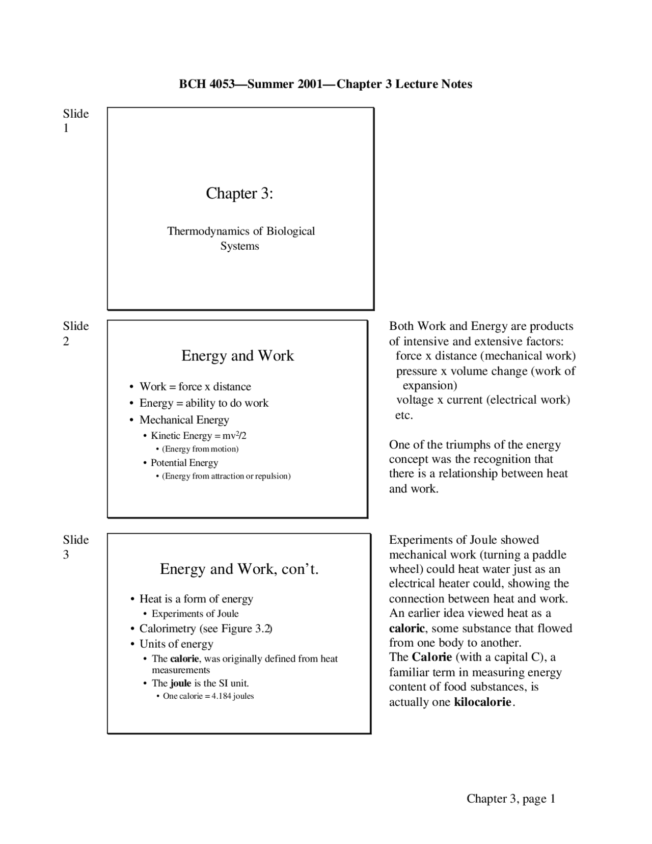 Thermodynamics Of Biological Systems Lecture Slides Bch 4053 Docsity