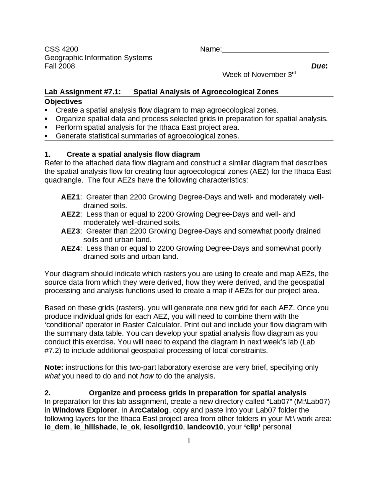 Spatial Analysis of Agro Ecological Zones - Lab Assignment 7 | CSS 4200 - Docsity