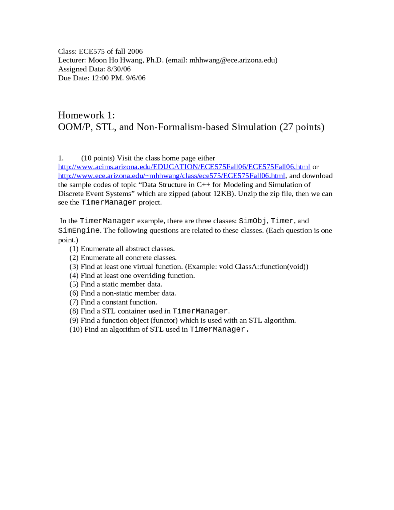 Oom P Stl And Non Formalism Based Simulation Ece 575 Docsity