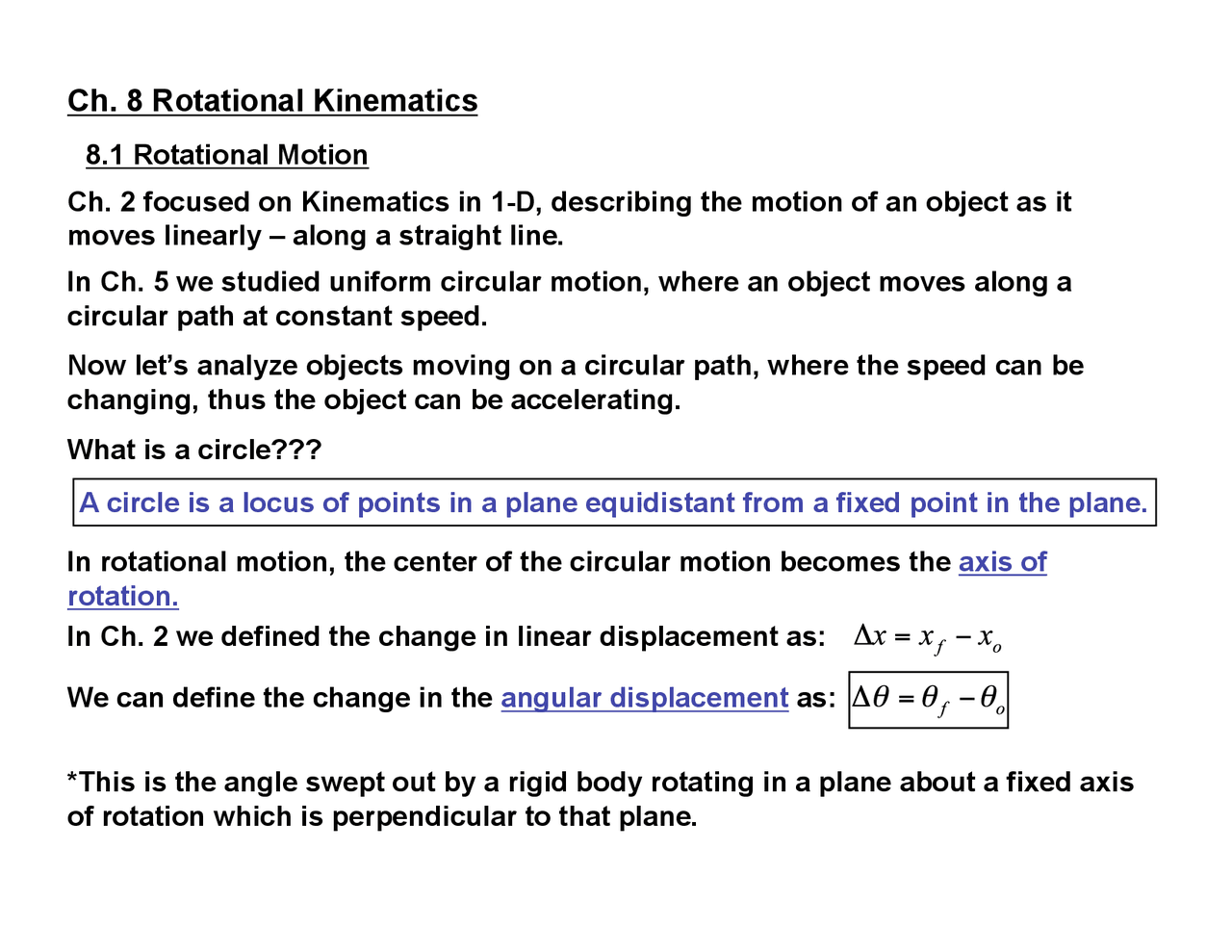 Rotational Kinematics General Physics Notes Phys 2001 Docsity