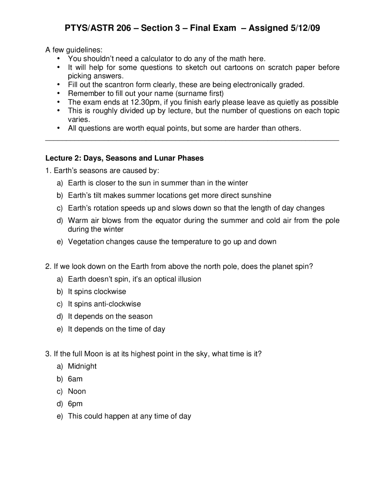 Final Exam For Our Golden Age Of Planetary Exploration Astr 206 Docsity