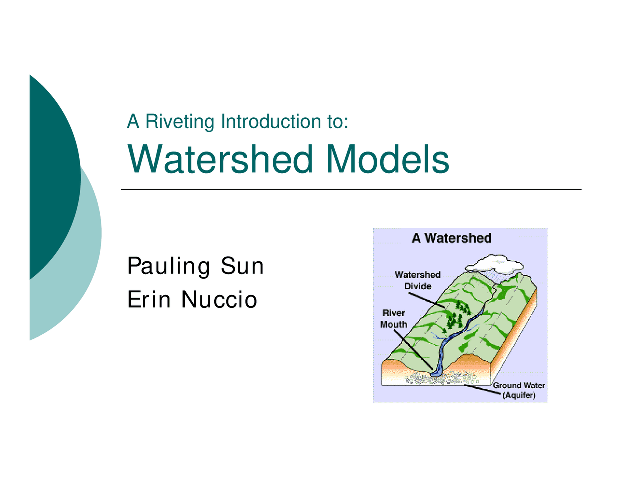 A Riveting Introduction To Watershed Models Slides Esm 224 Docsity