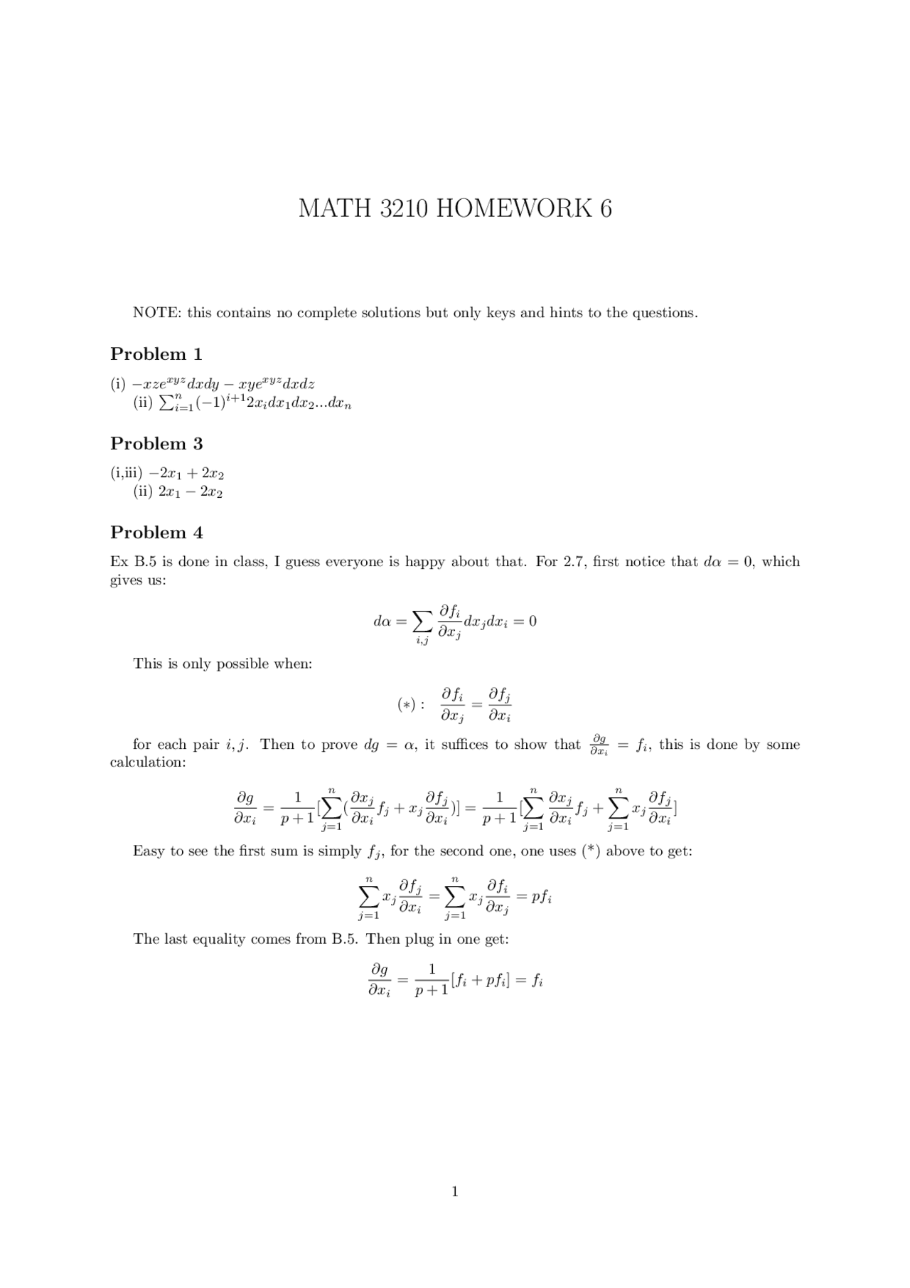 4 Problems On Manifolds And Differential Forms Homework 6 Math 3210