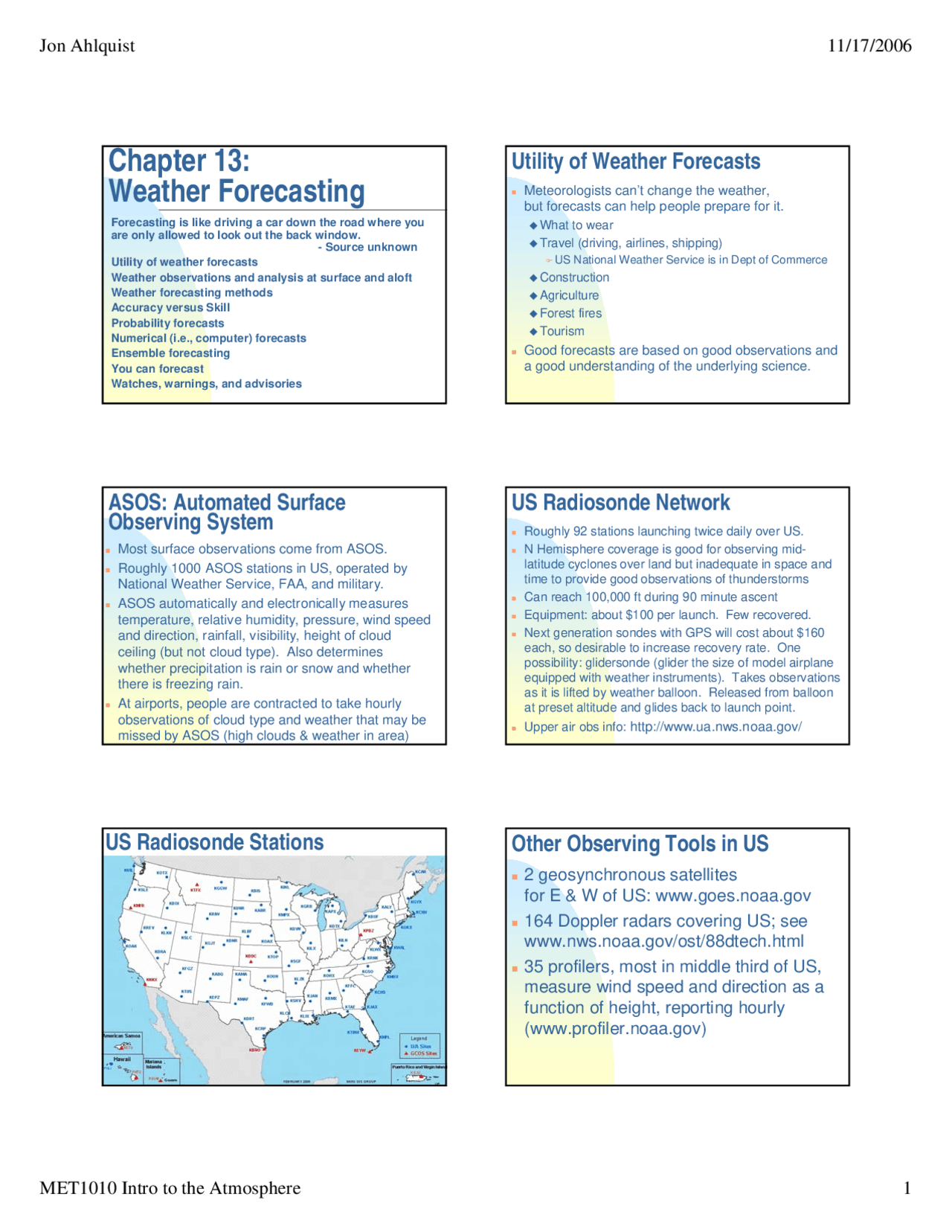 Lecture Slides On Weather Forecasting Met 1010 Docsity