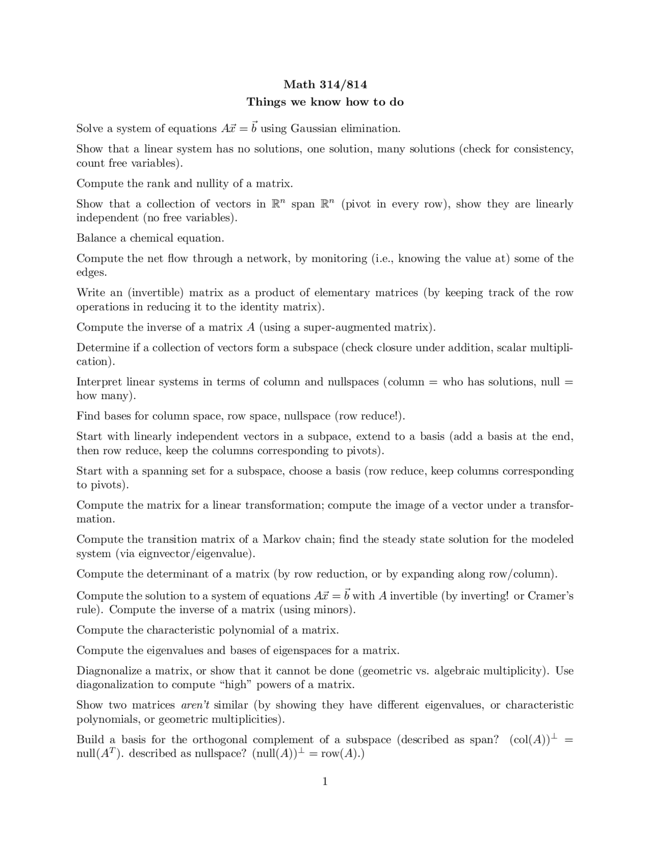 Gaussian Elimination Applied Linear Algebra Math 314 Docsity