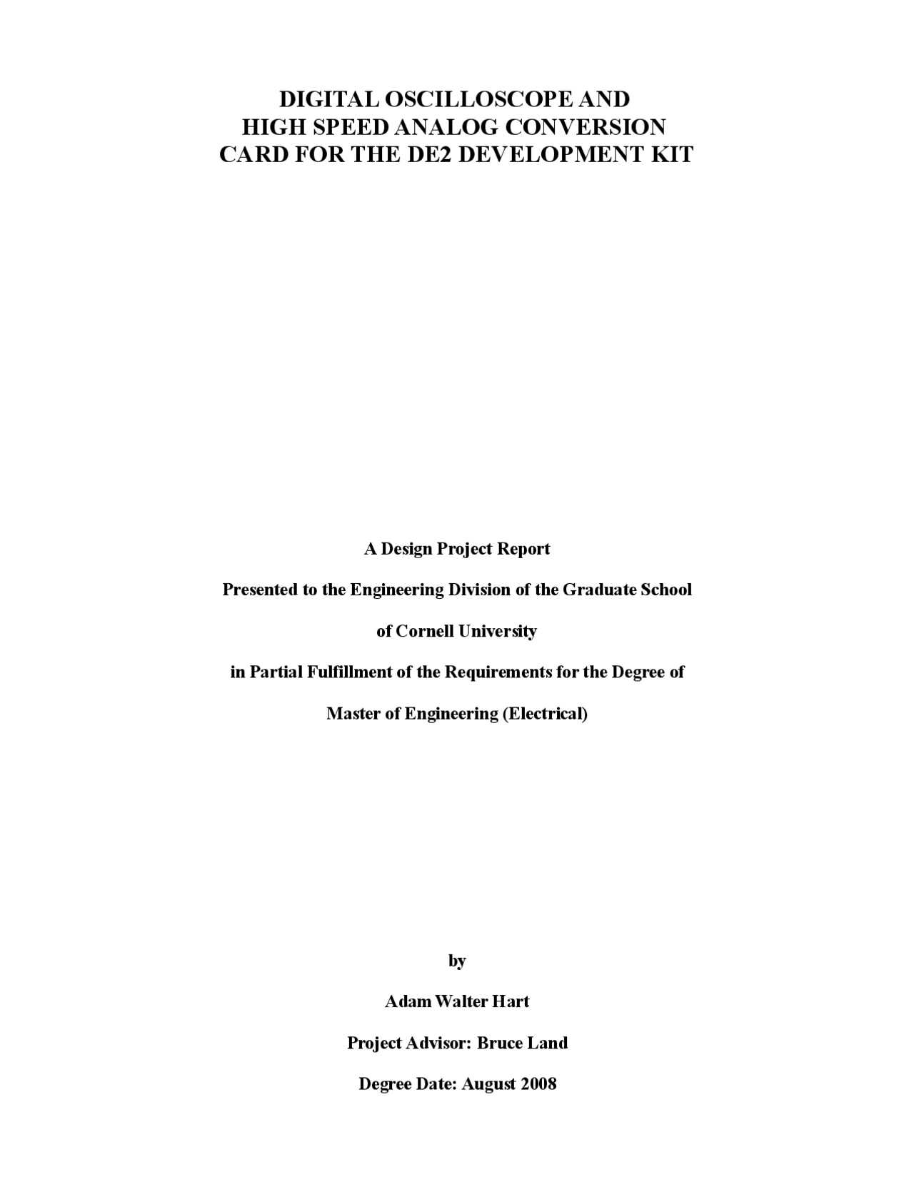 Digital Oscilloscope And High Speed Analog Project Report Ece 5760
