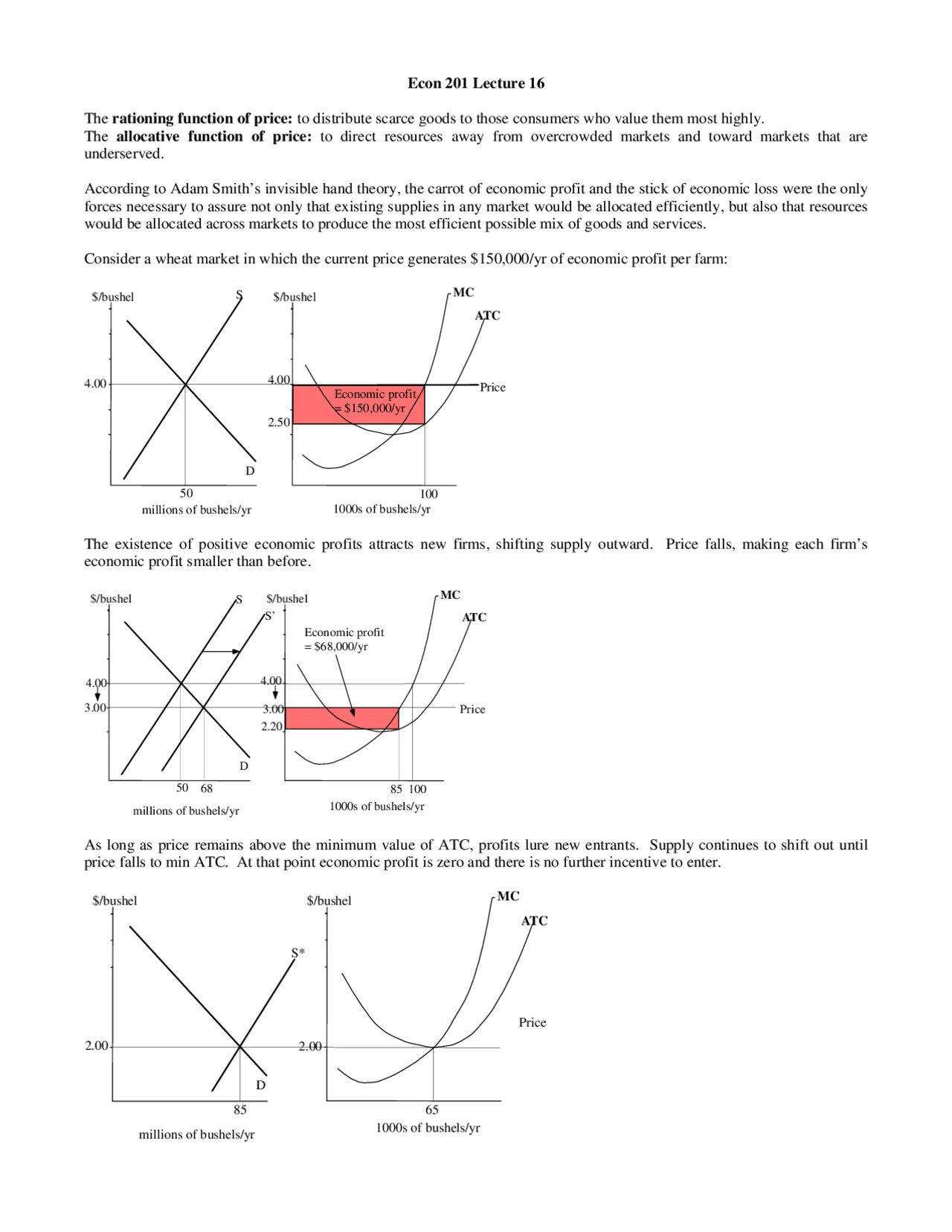 Econ 201 Lecture 16: The Invisible Hand and Efficient Markets | Study ...