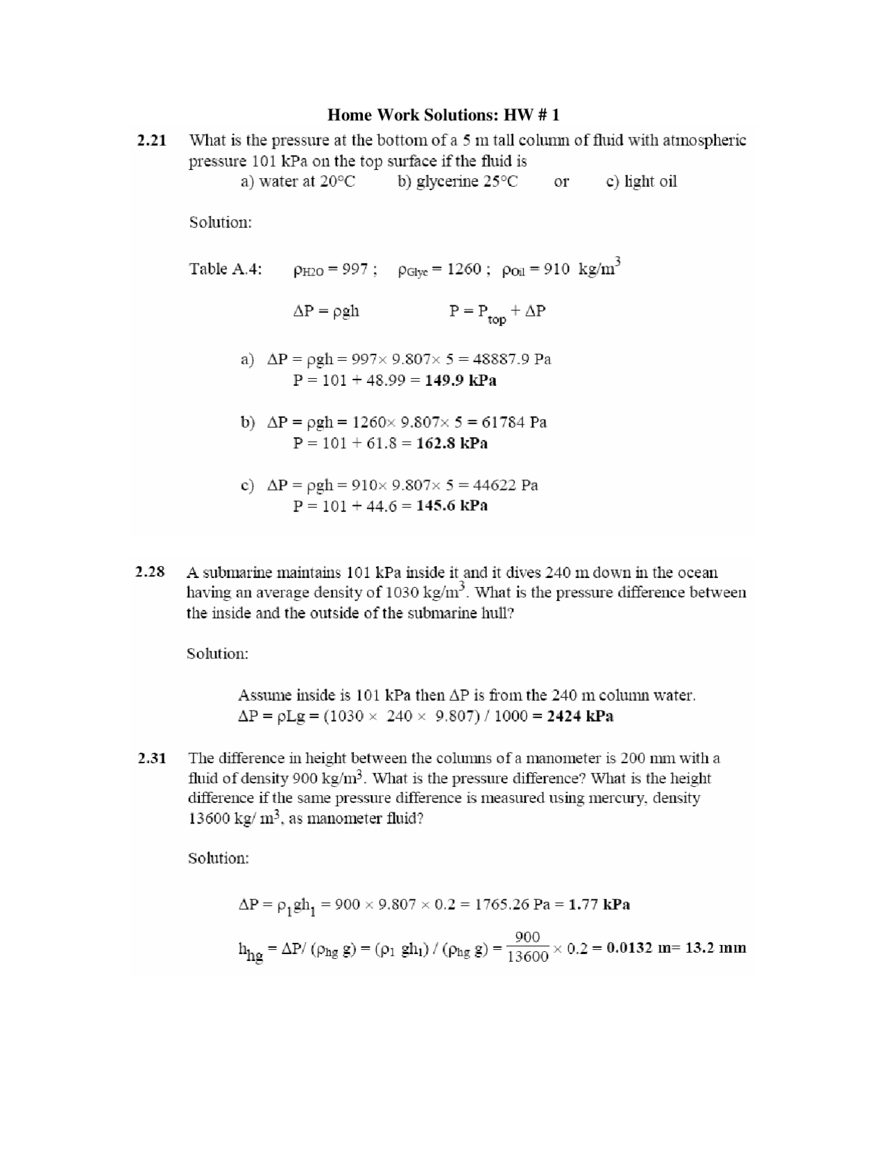 Homework Solutions 1 Thermodynamics Me 3333 Docsity