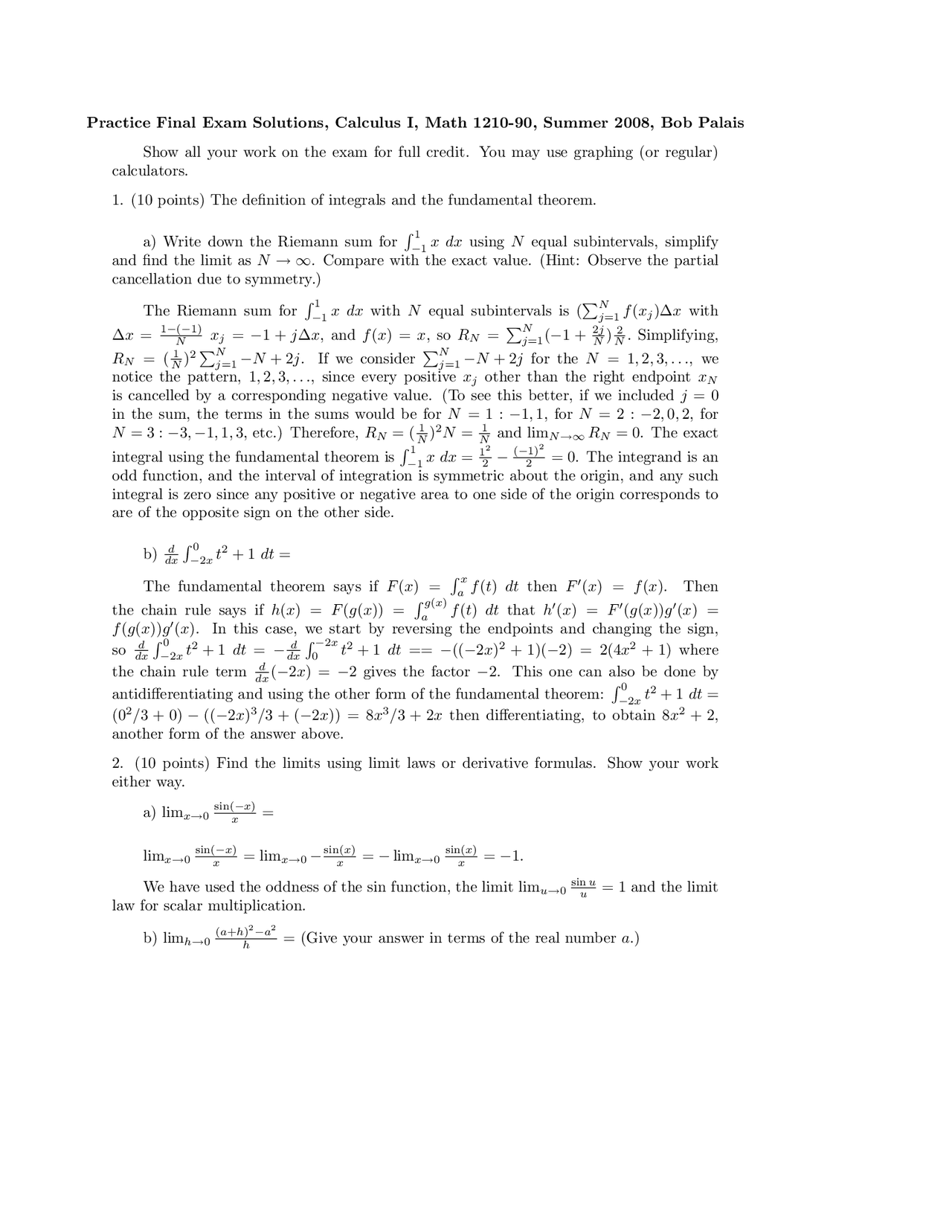 10 Solved Questions On Fundamental Theorem Final Exam Math 1210