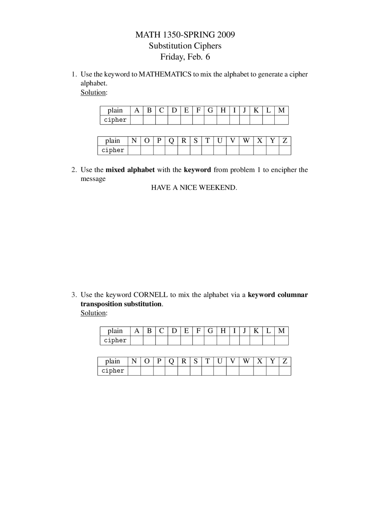 4 Questions On Substitution Ciphers The Art Of Secret Writing Math