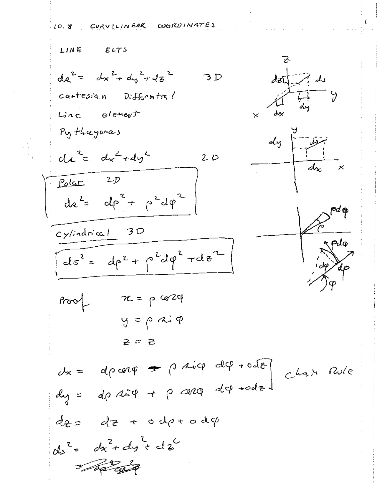 Handwritten Notes On Curvilinear Coordinates Phys 4112 Docsity