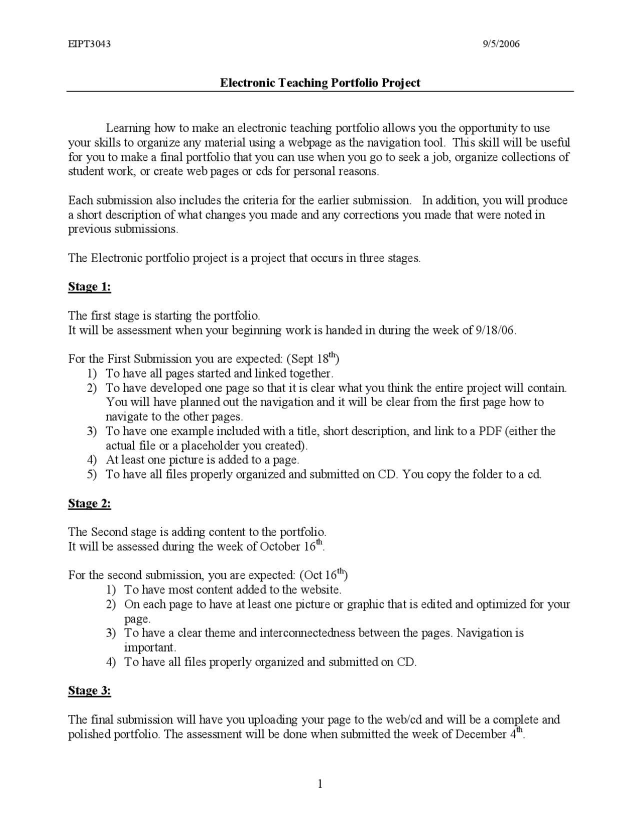 Electronic Teaching Portfolio Project - Learning Educational ...