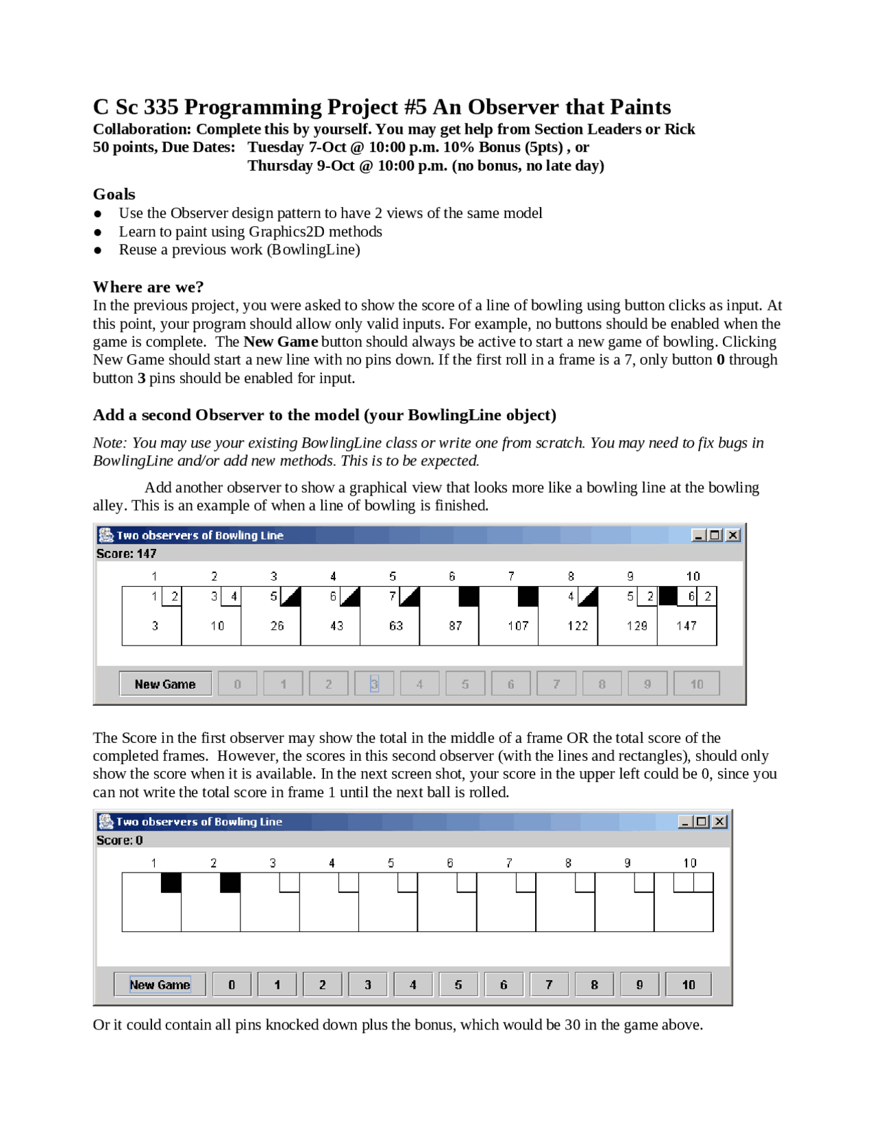 An Observer that Paints - Programming Project | C SC 335 - Docsity