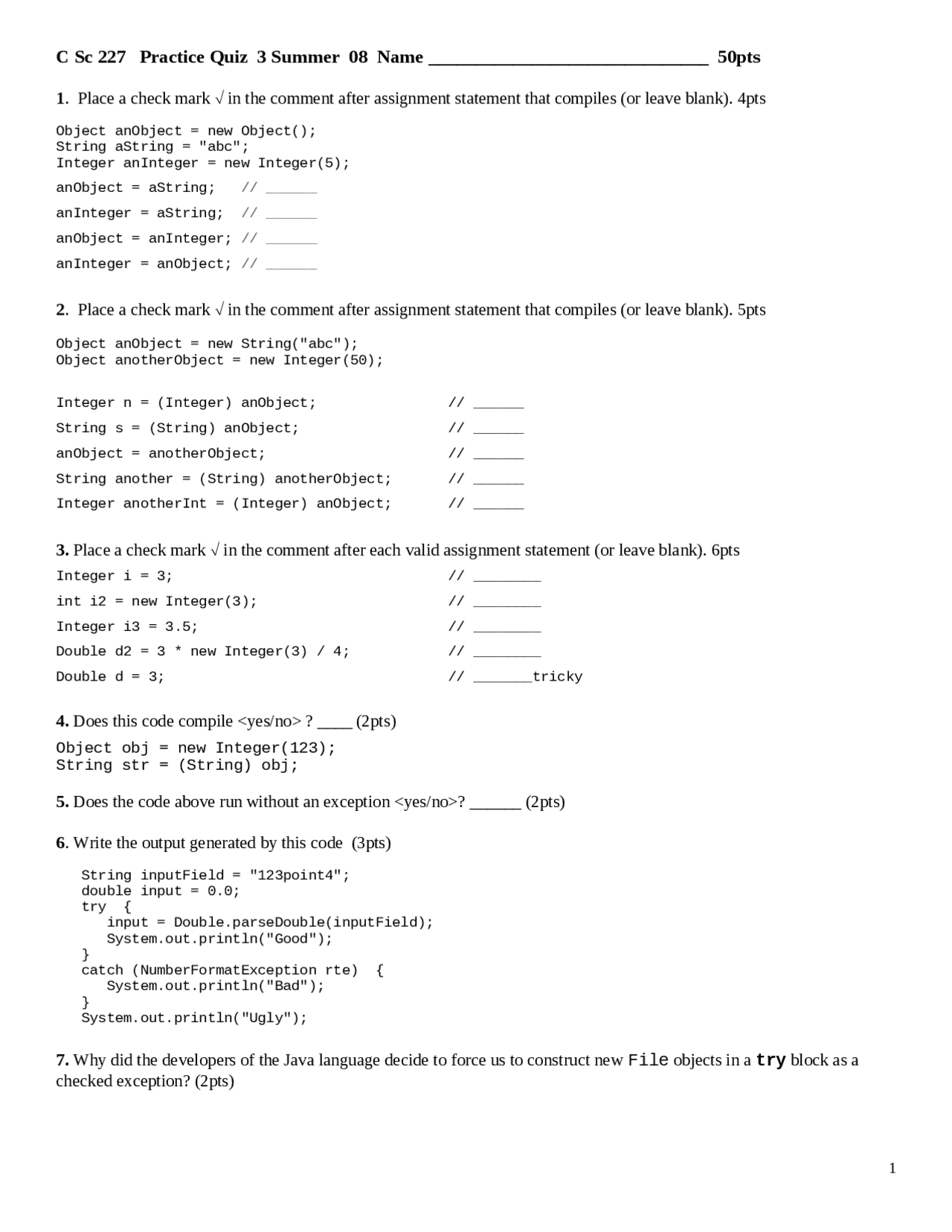 Practice Quiz 3 Full Course Title Program Design And Development C Sc 227 Docsity