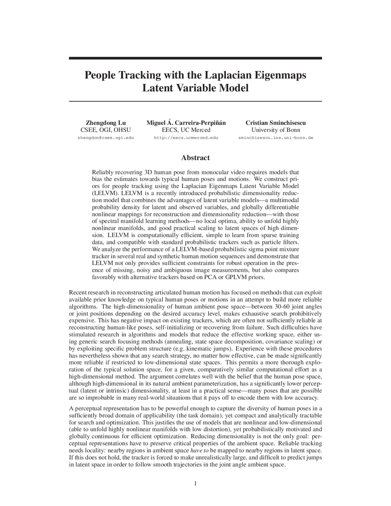 People Laplacian With Tracking Of Eigenmap Latent Variable Model N 1 Docsity