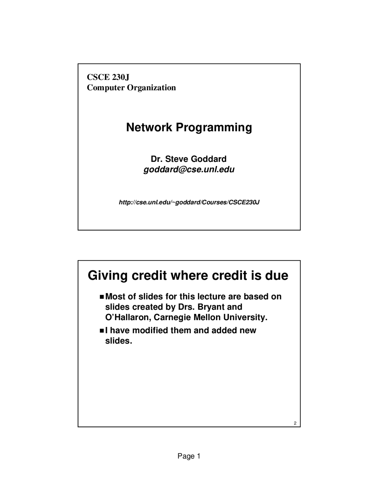 Network Programming In Computer Organization Lecture Slides Csce 6668