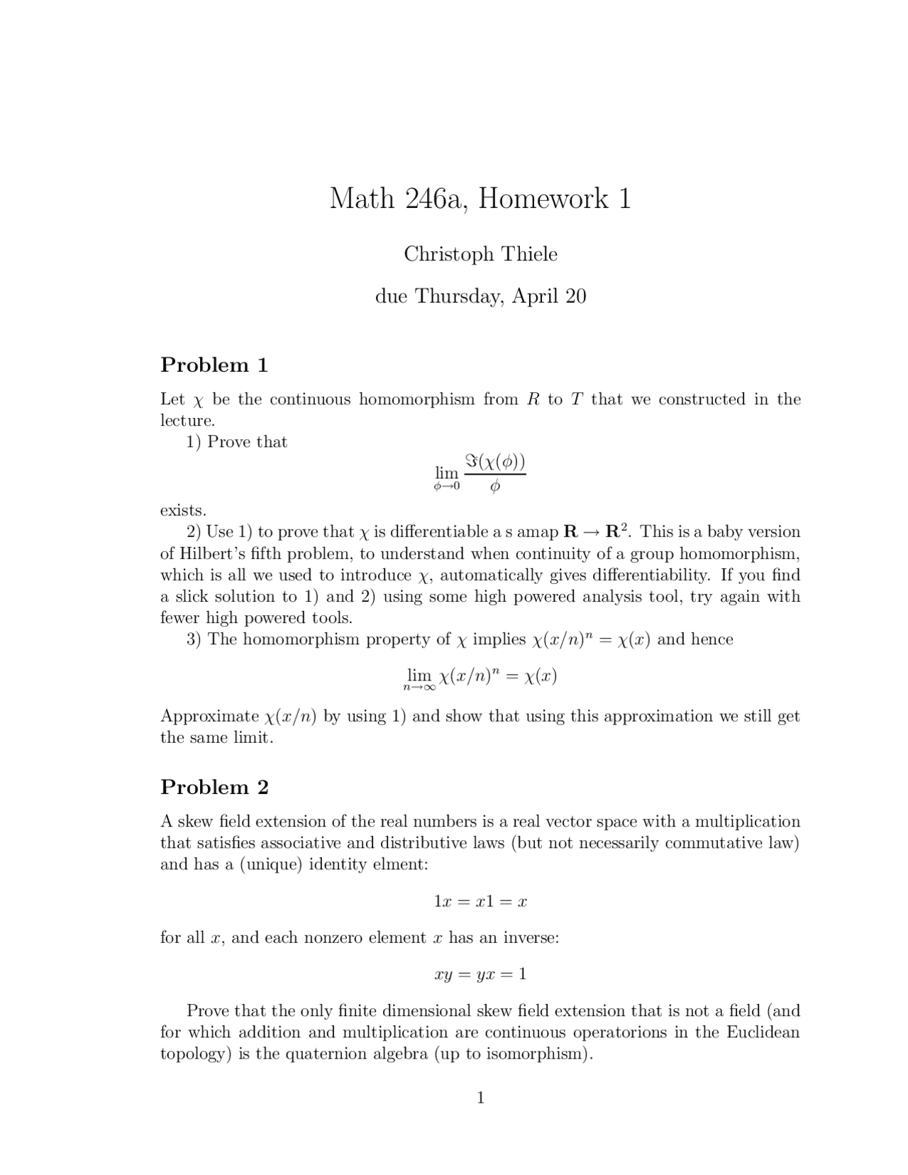 Homework 1 With Solutions For Complex Analysis Math 246a Docsity
