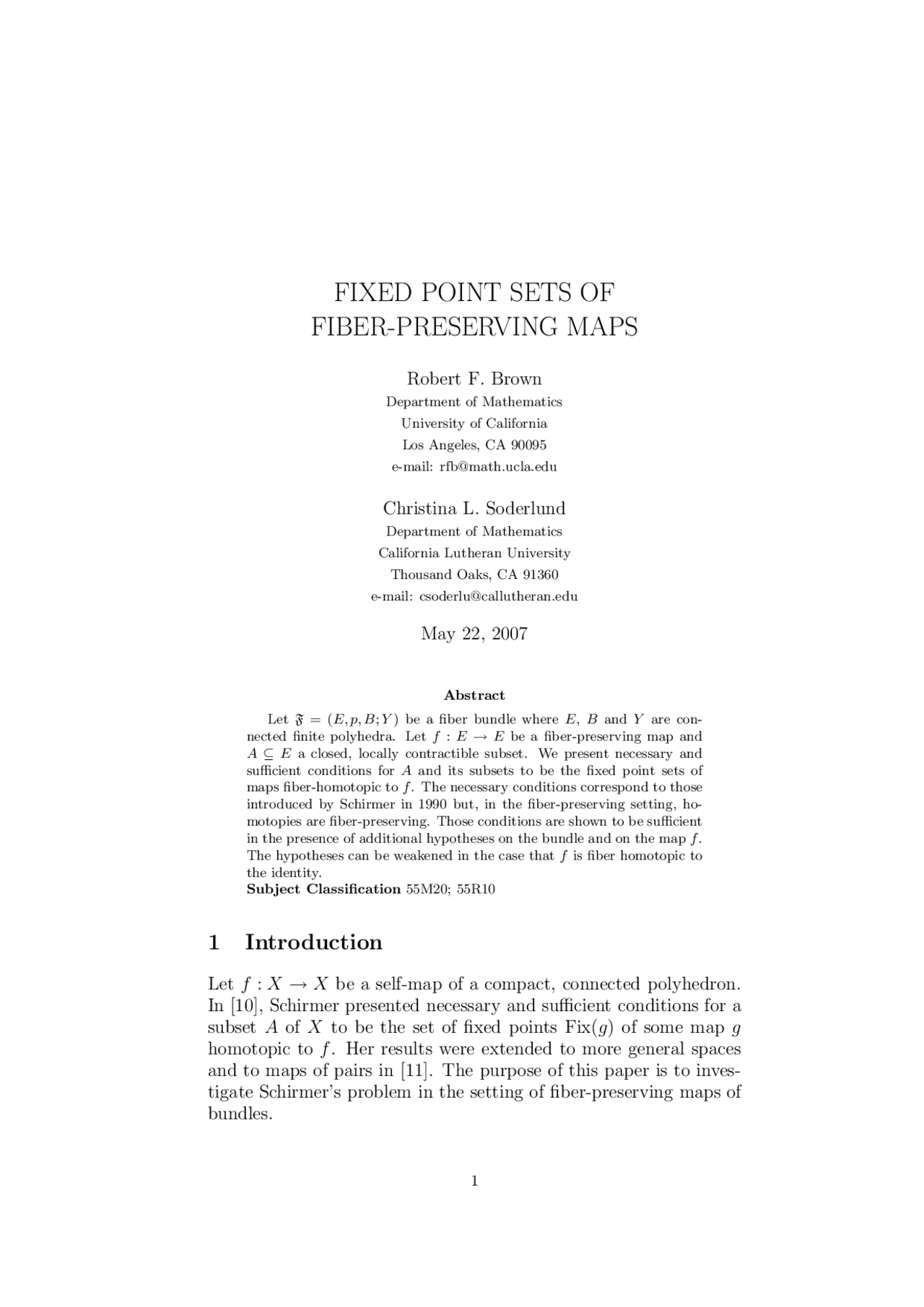 Fixed Point Sets of Fiber-Preserving Maps - Cryptography | MATH 0209A ...