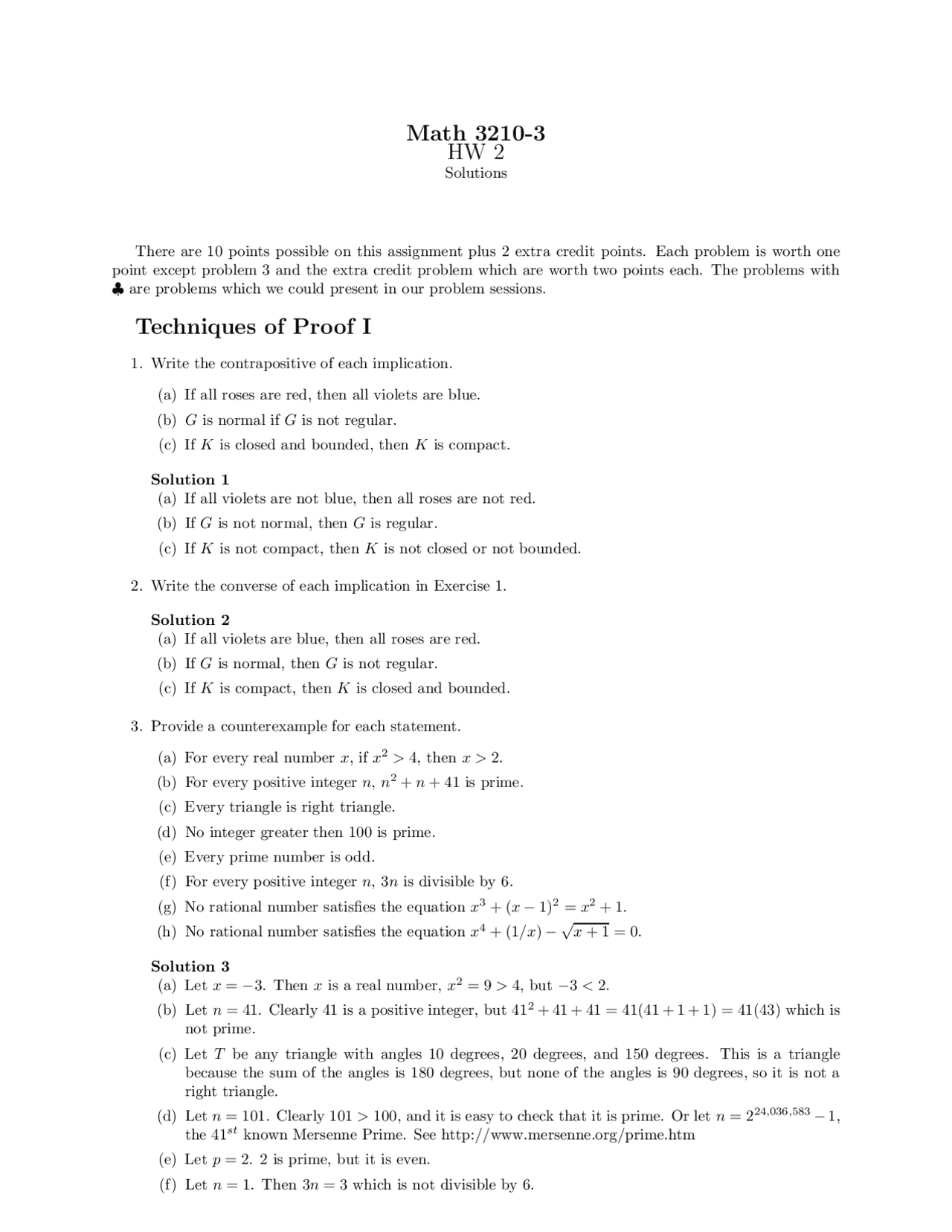 Foundations Of Analysis I Homework 2 Solutions Math 3210