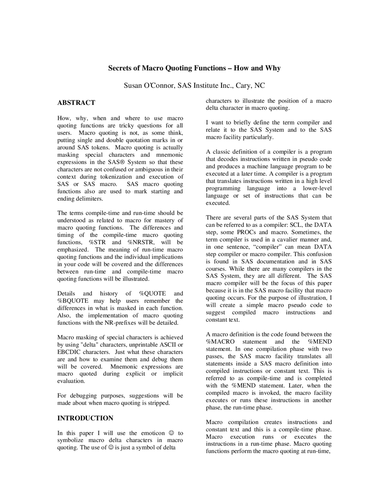 Secrets Of Macro Quoting Functions How And Why Classic 0153i Docsity