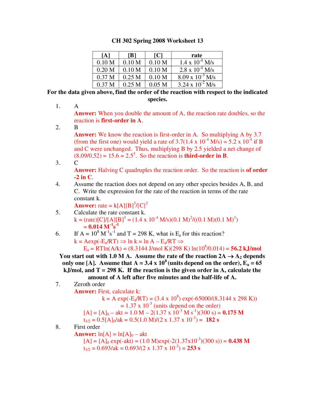 Principles Of Chemistry Ii Worksheet 13 Ch 302 Docsity