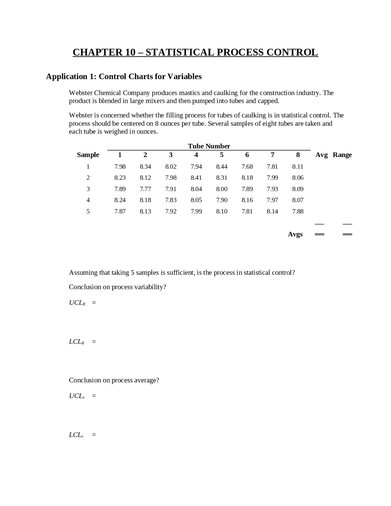 Statistical Process Control - Assignment | MD 021 | Assignments ...