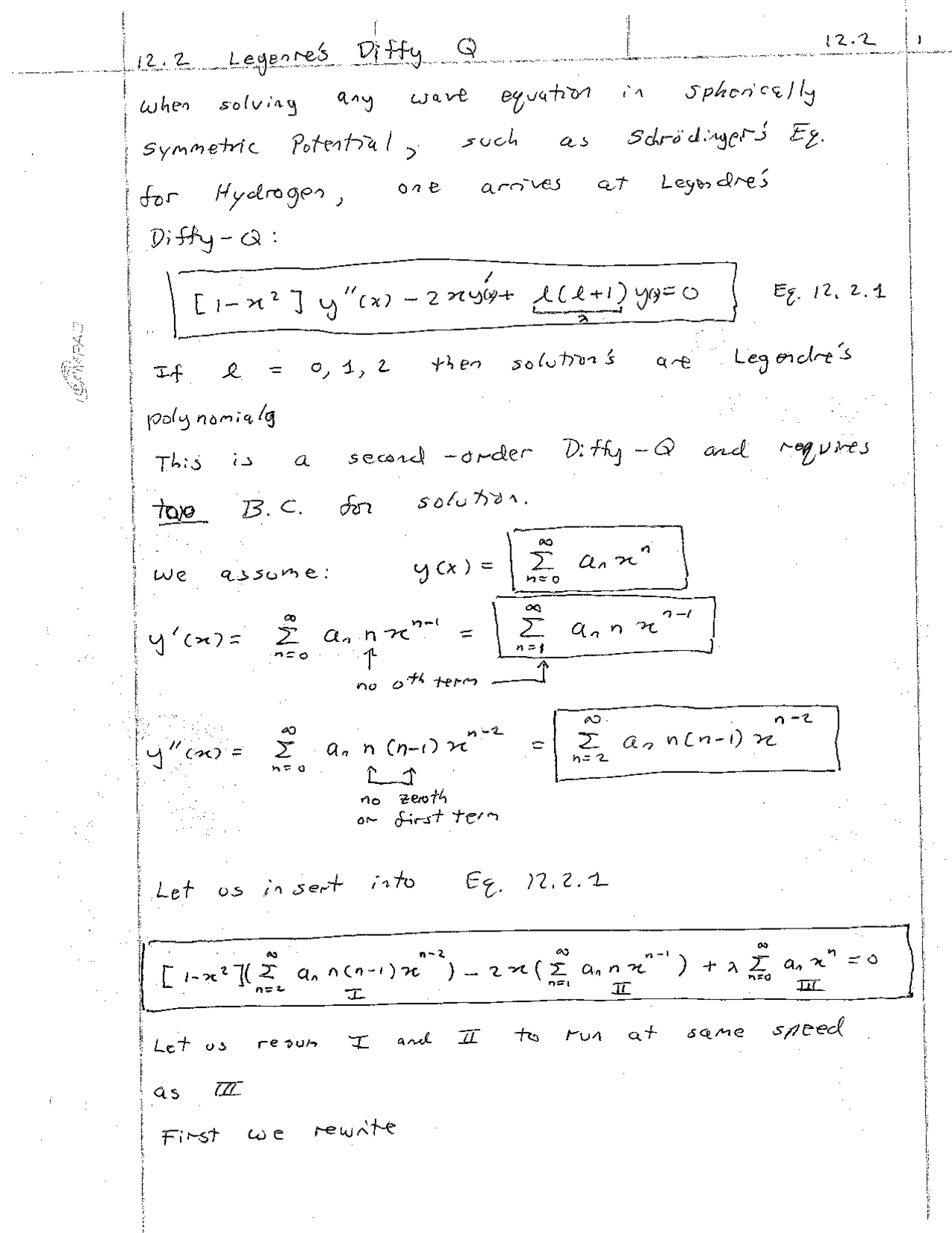 Legendre’s Differential Questions – Handwritten Notes | PHYS 4112 - Docsity
