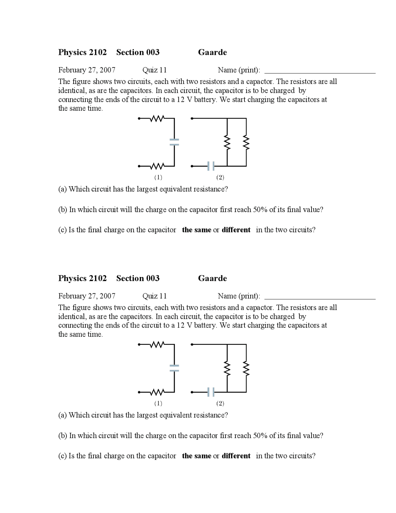 Largest Equivalent Resistance Of Resistor And Capacitor Circuits