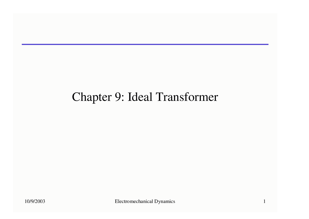 Ideal Transformer Lecture Slides Eel 4220 Docsity 