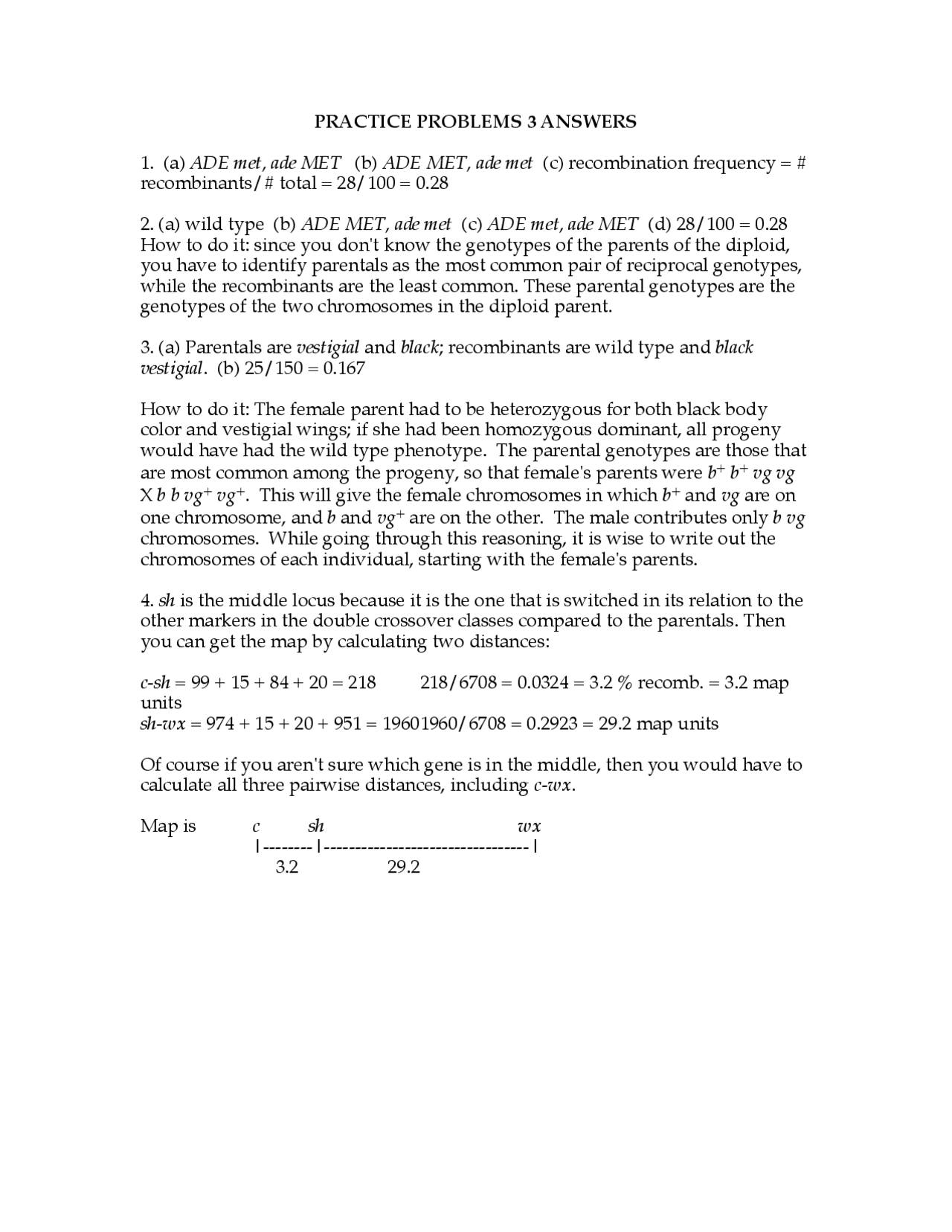 Practice Problems 3 With Answers Genetics Ecol 320 Docsity